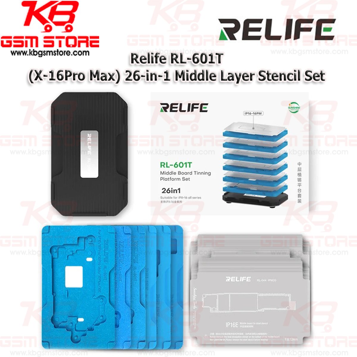 Relife RL-601T (X-16Pro Max) 26-in-1 Middle Layer Stencil Set
