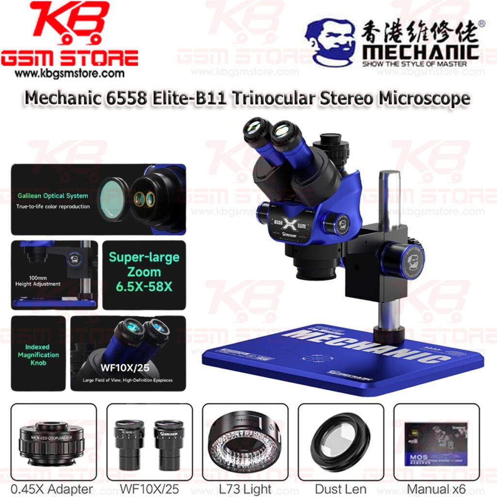 Mechanic 6558 Elite-B11 Trinocular Stereo Microscope